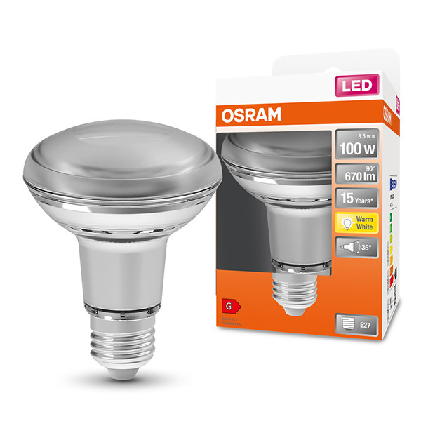 Osram LED lamp E27 | Reflector R80 | 2700K | 8.5W (100W) Osram 123led.nl